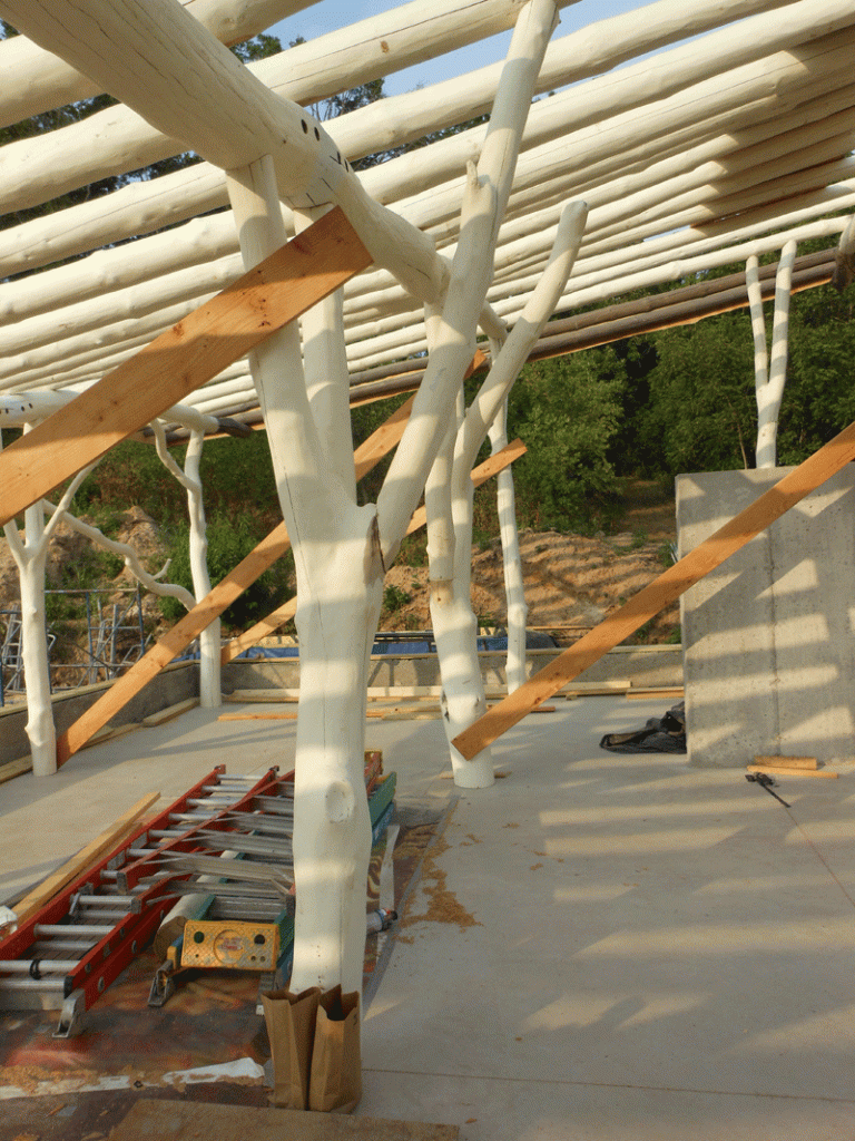 BRACING OUR ROUND TIMBER FRAME FOR BIG WINDS – Digging in the Driftless